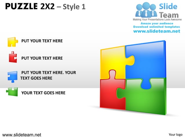 Pieces of puzzle 2x2 design 1 powerpoint ppt templates. | PPT