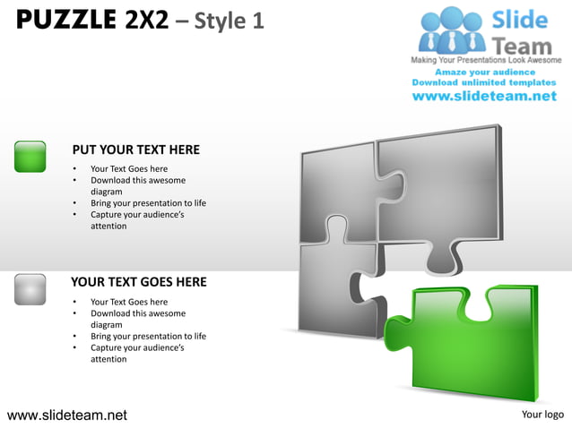 Pieces of puzzle 2x2 design 1 powerpoint ppt templates. | PPT