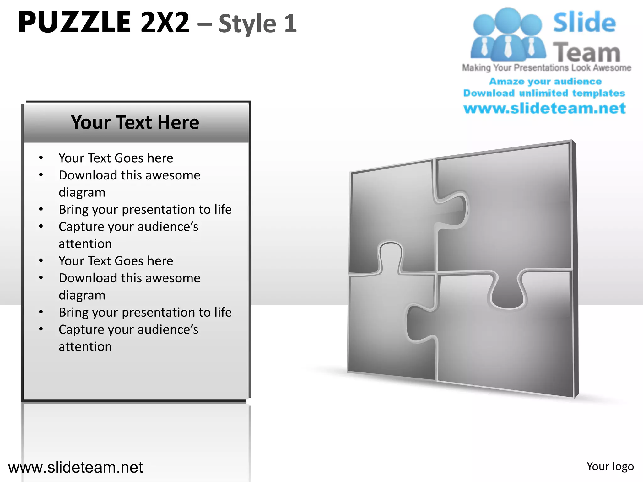 Pieces of puzzle 2x2 style design 1 powerpoint presentation templates ...