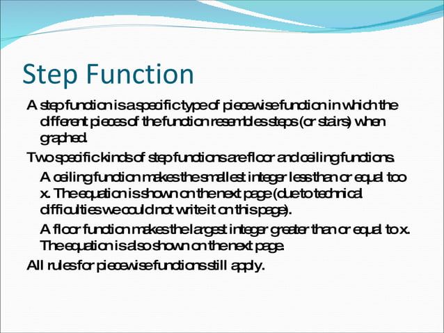 Piecewise And Step Functions | PPT