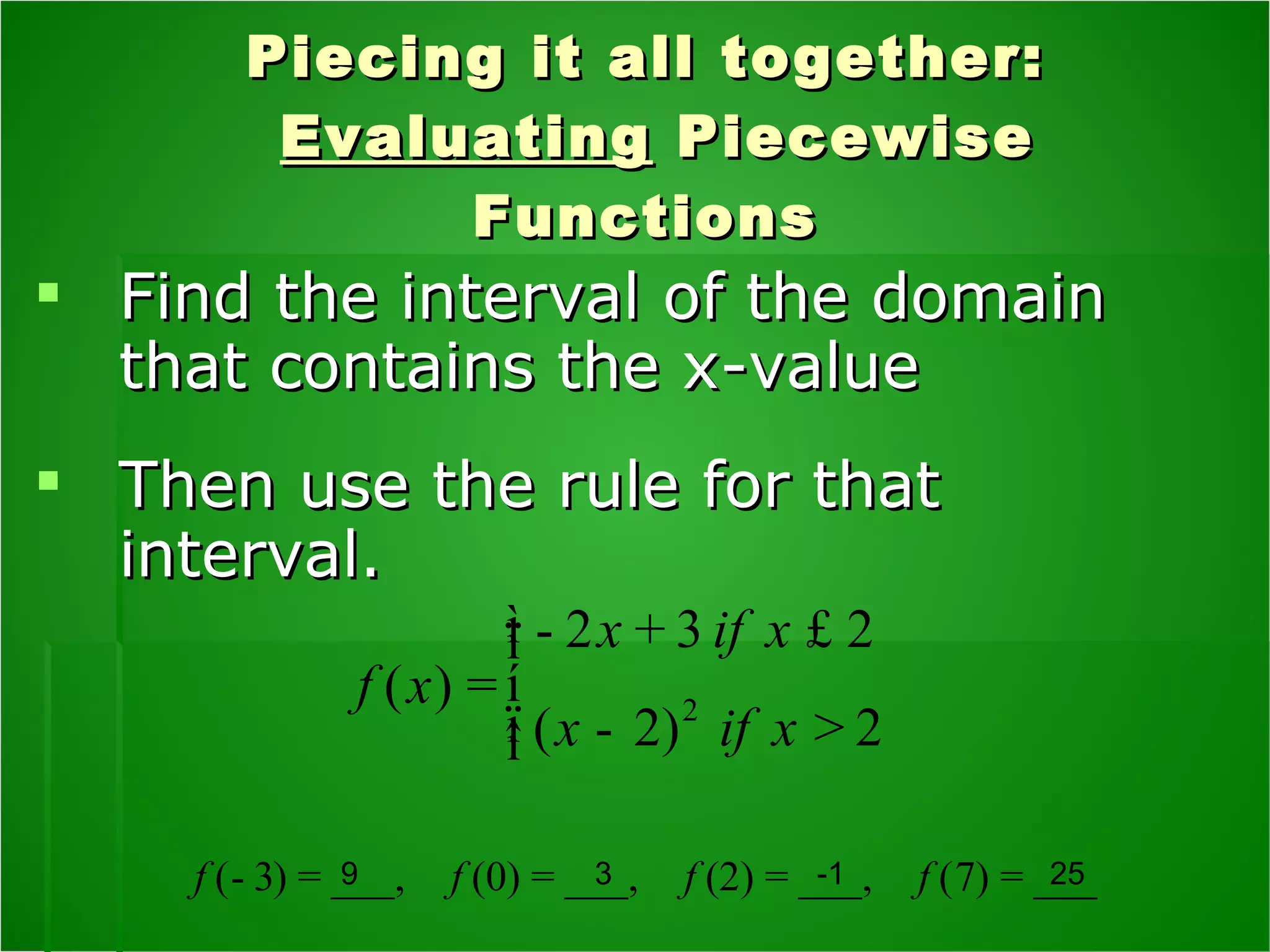 Piecewise Function Lesson 3 Ppt