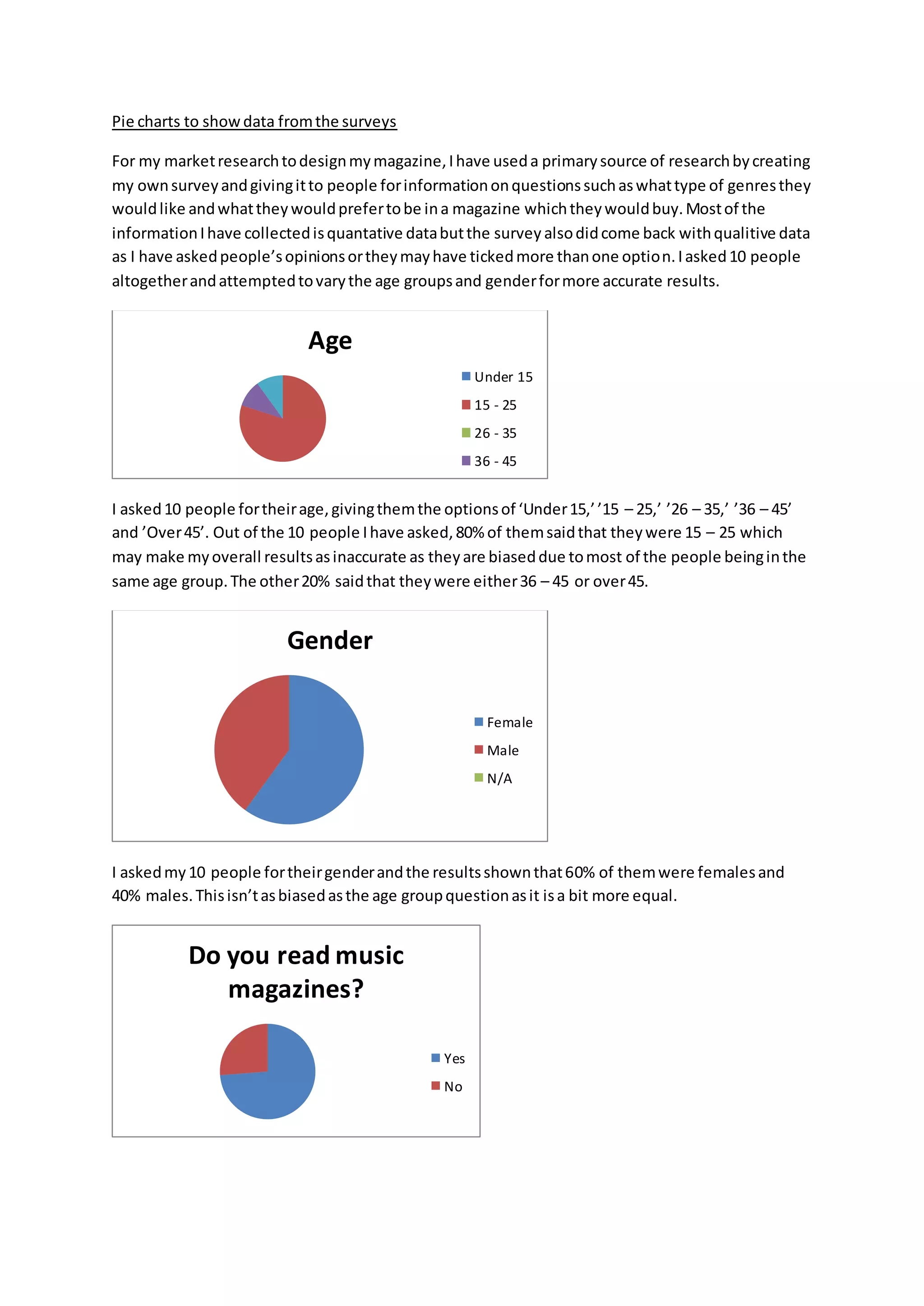 Pie Chart to show survey results | PDF