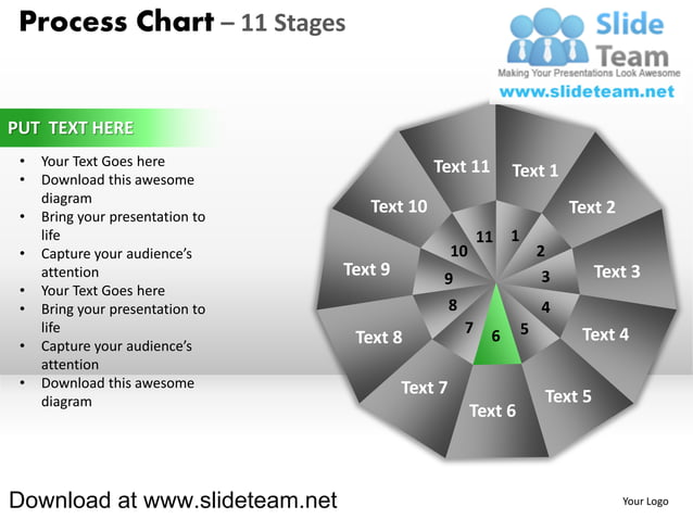 Pie chart with center 11 stages powerpoint diagrams and powerpoint ...
