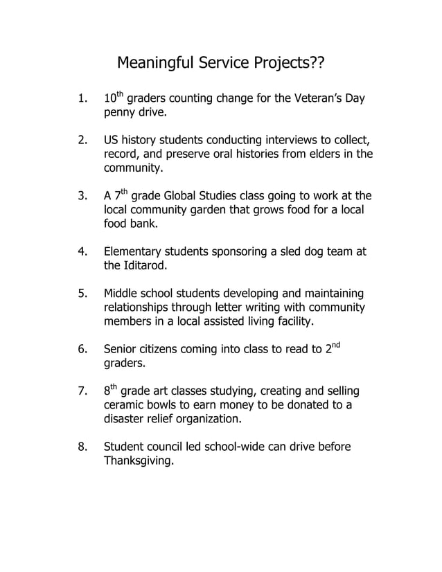 Piecing it all together meaningful service handout | PDF