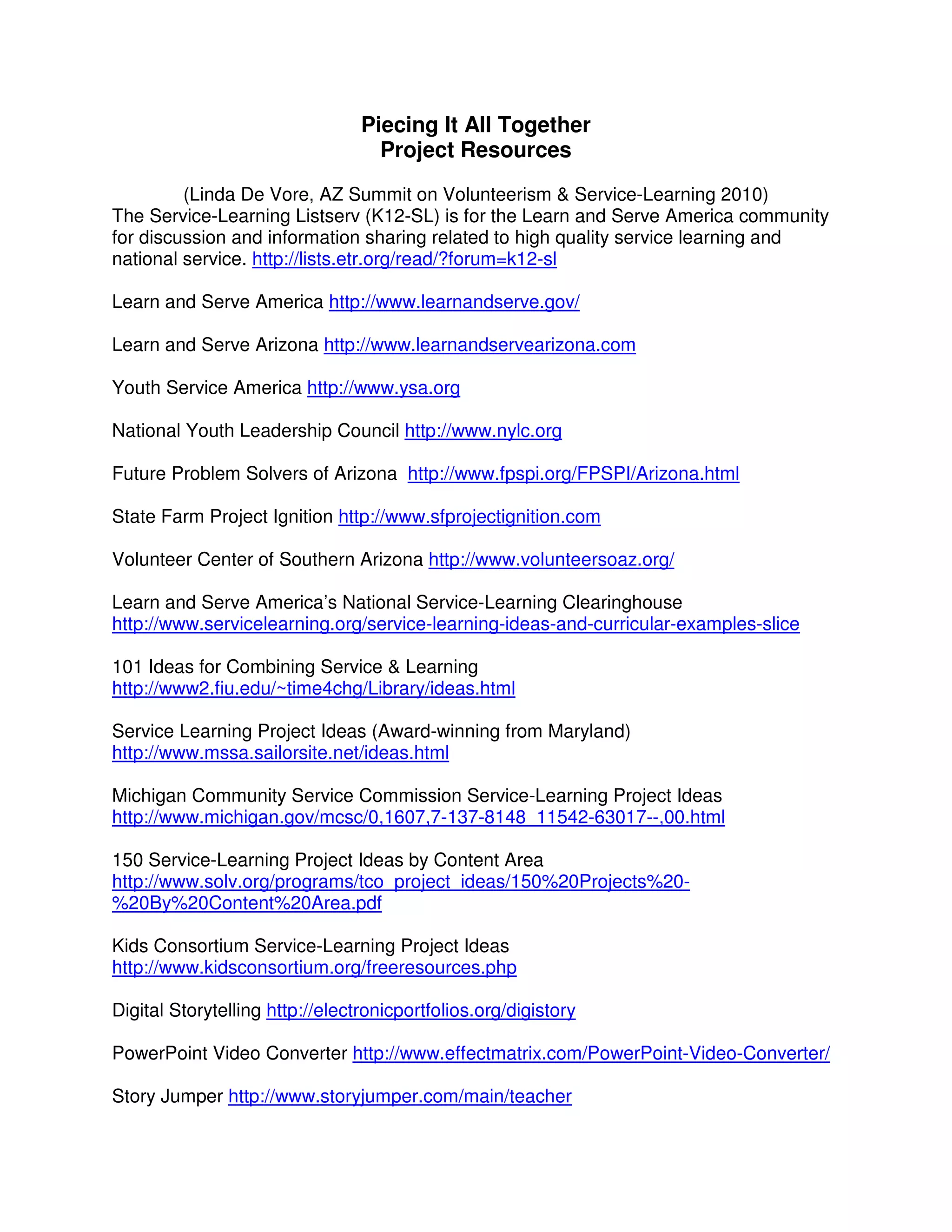 Piecing it all together resources | PDF