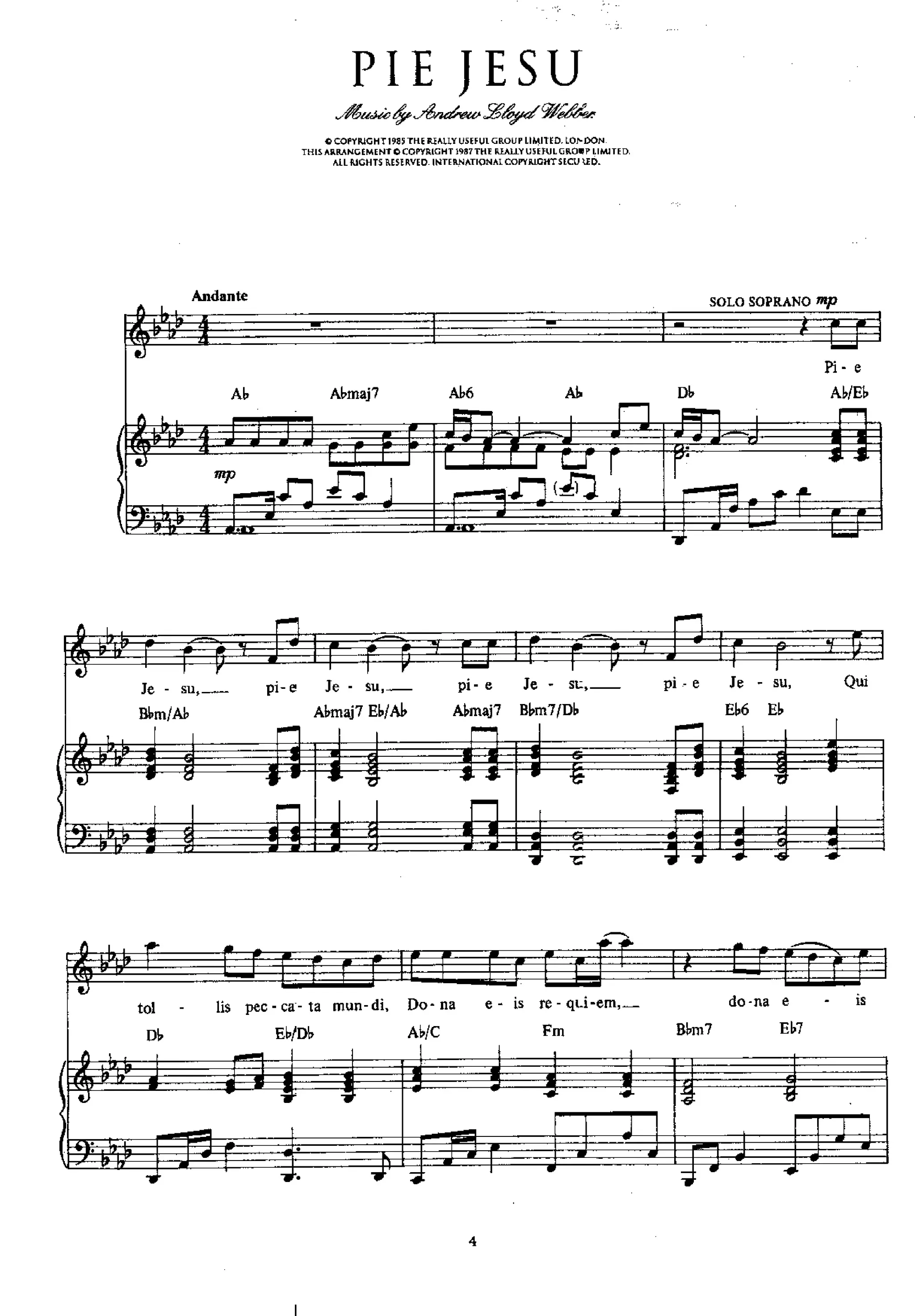 Pie jesu andrew lloyd webber | PDF