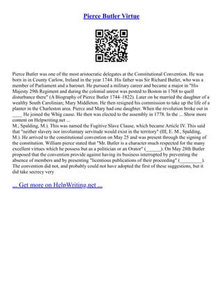 Pierce Butler Virtue | PDF