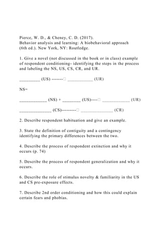 Pierce, W. D., & Cheney, C. D. (2017). Behavior analysis and l.docx