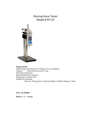 Piercing force tester pft10 d and pft5f | PDF
