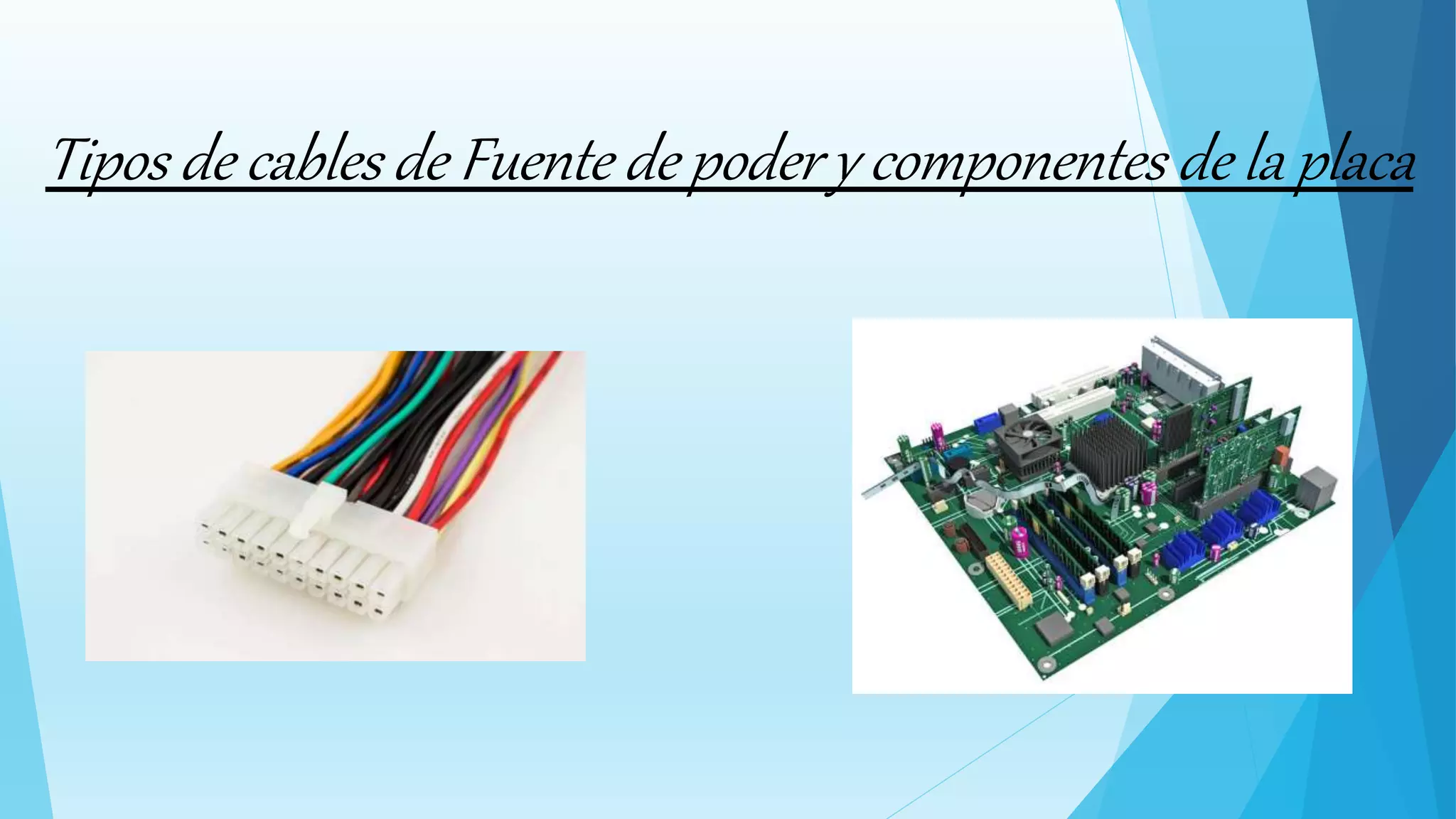 tipos de cables de fuente de poder y componentes de la placa madre. | PPTX