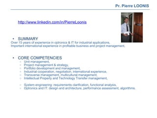 Pierre Loonis Presentation | PPT