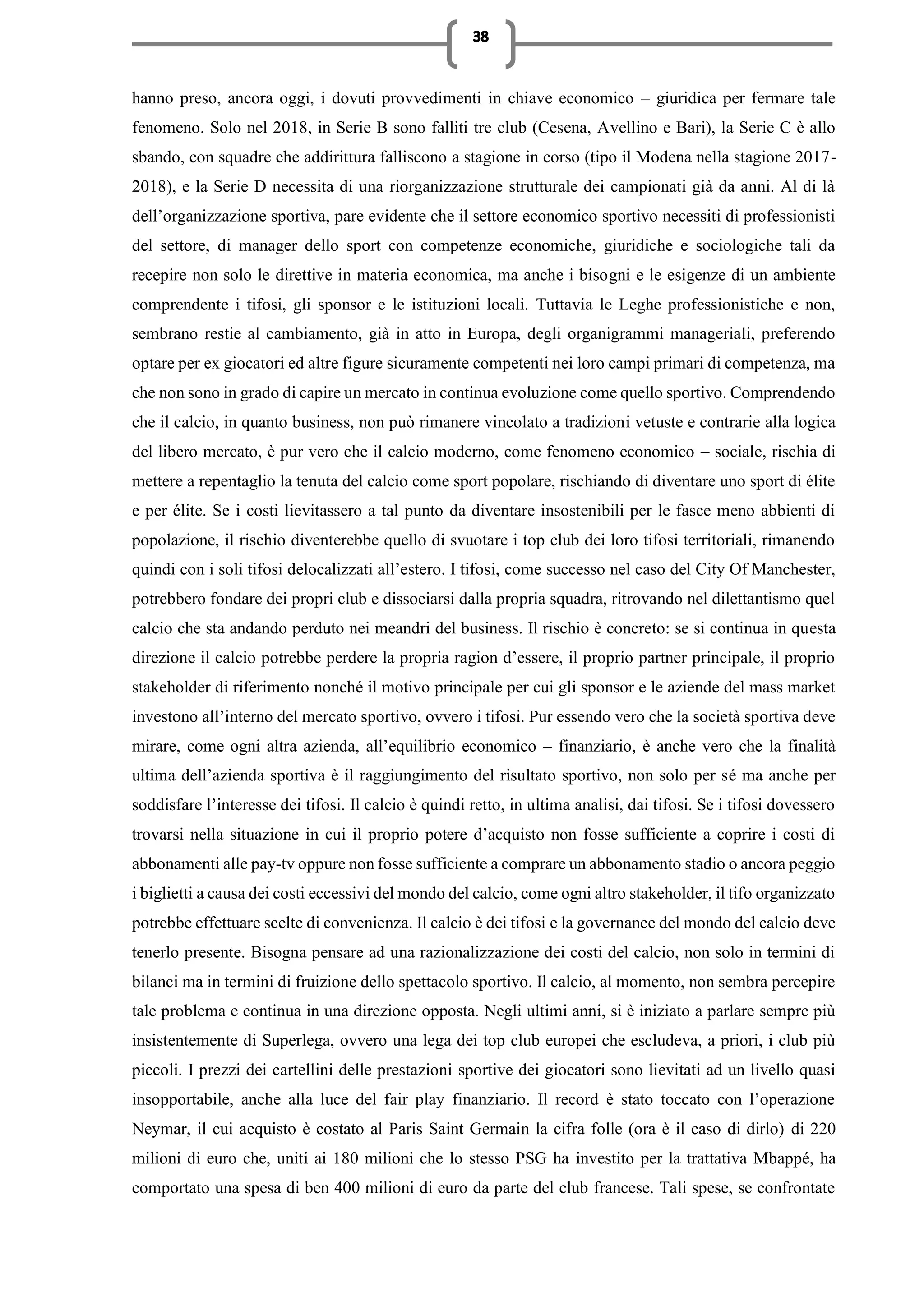 Pietro Minardi - Tesi Magistrale Sport Management (LM-47) | PDF