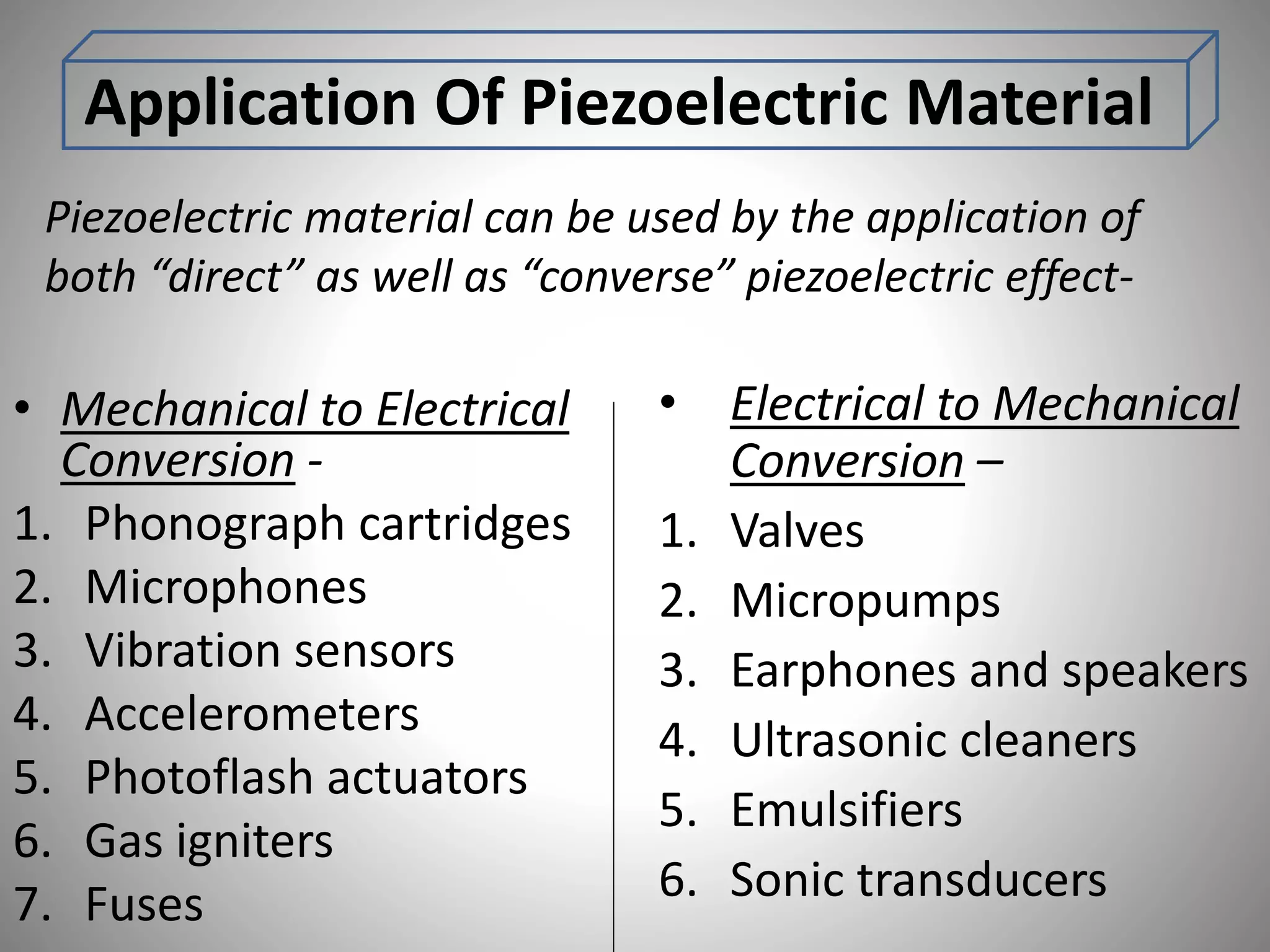 Piezoelectric Materials and Applications | PDF