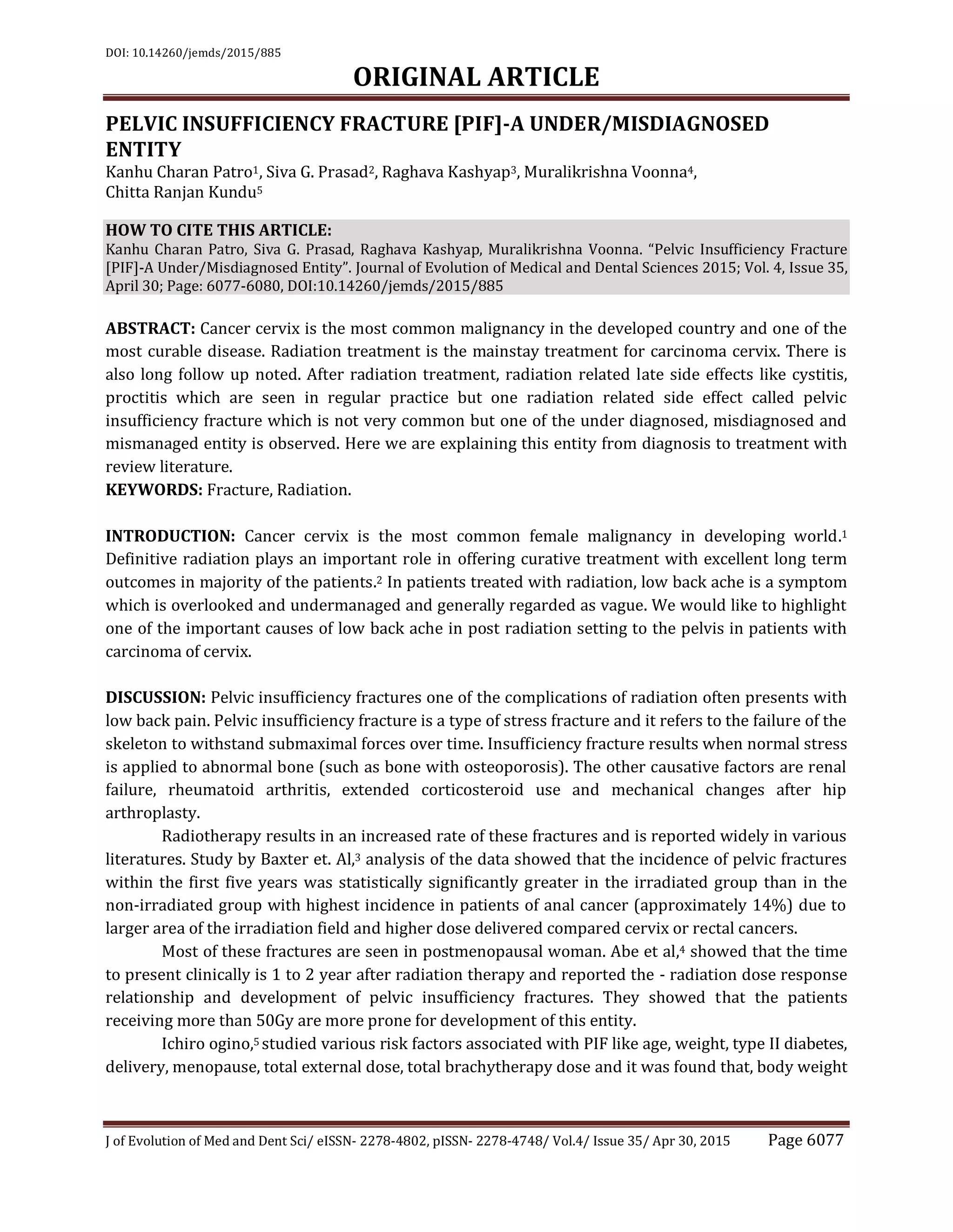 PELVIC INSUFFICIENCY FRACTURE | PDF