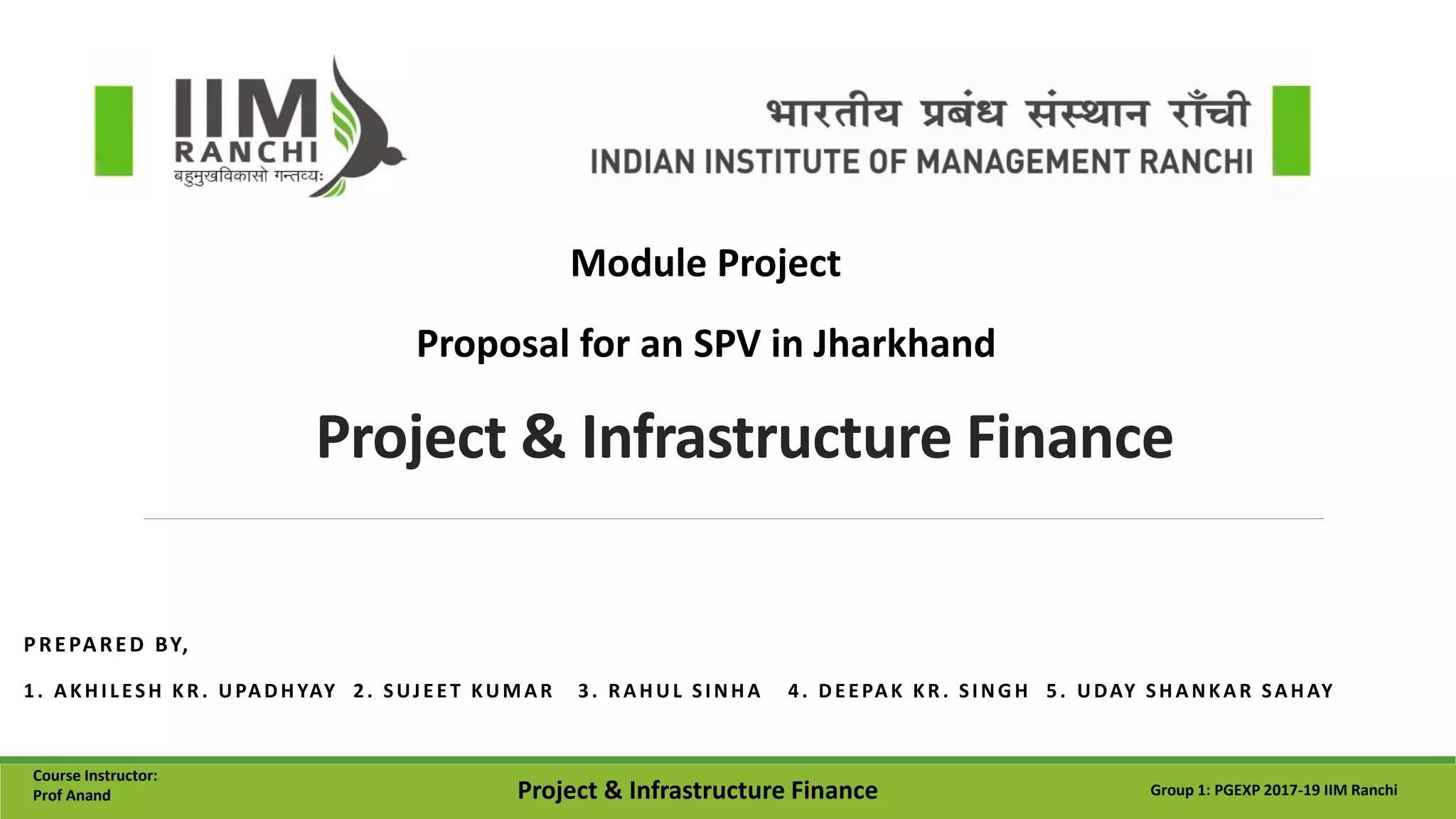 Project & Infrastructure Financing- SPV for Solar Park | PPTX