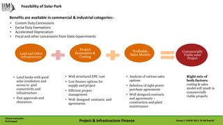 Project & Infrastructure Financing- SPV for Solar Park | PPT