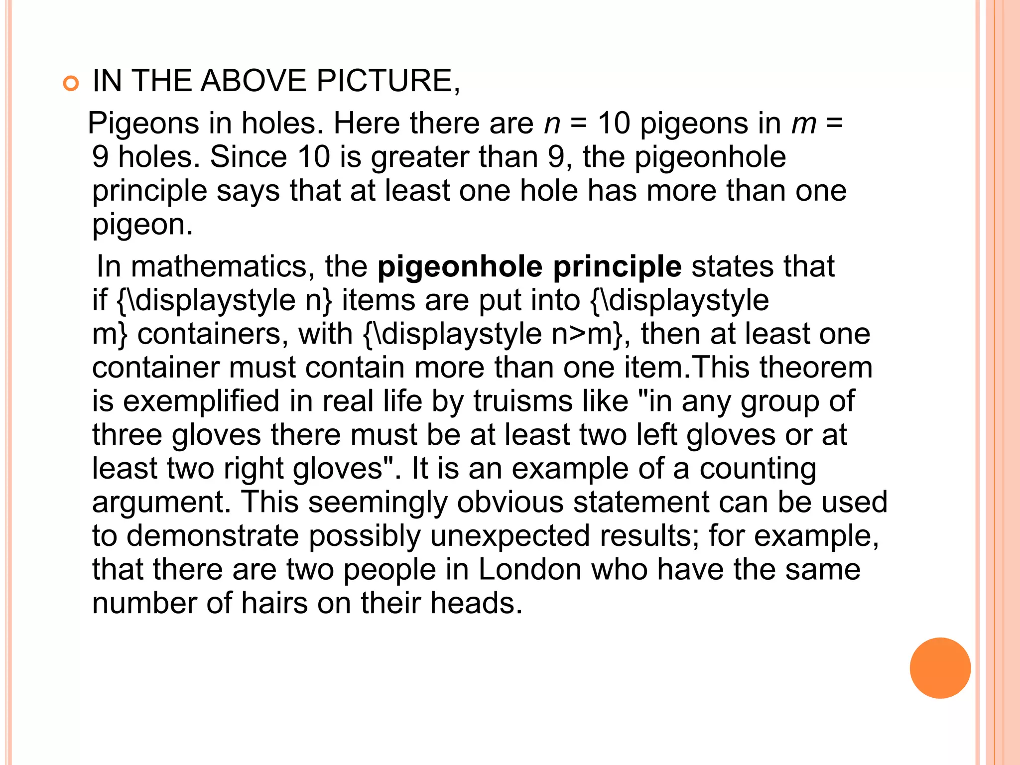 Pigeonhole principle | PPTX
