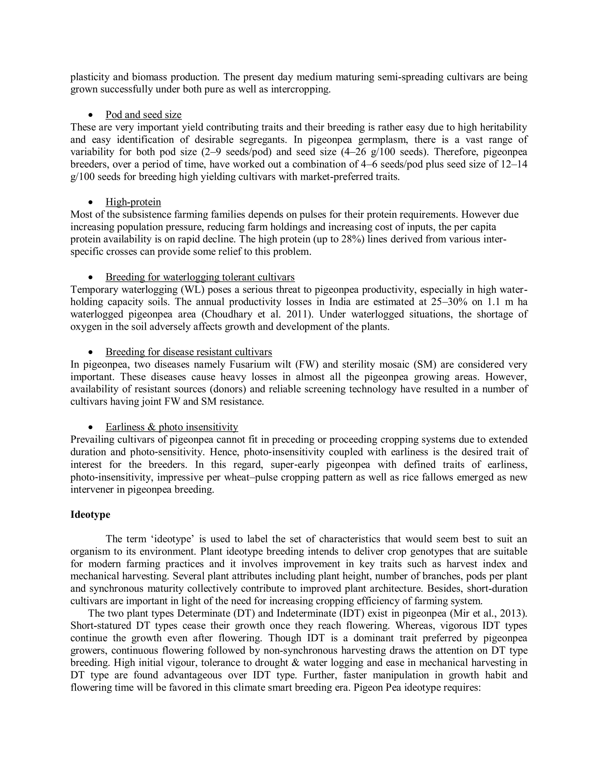 Pigeon pea Breeding- Crop Improvement kharif | PDF