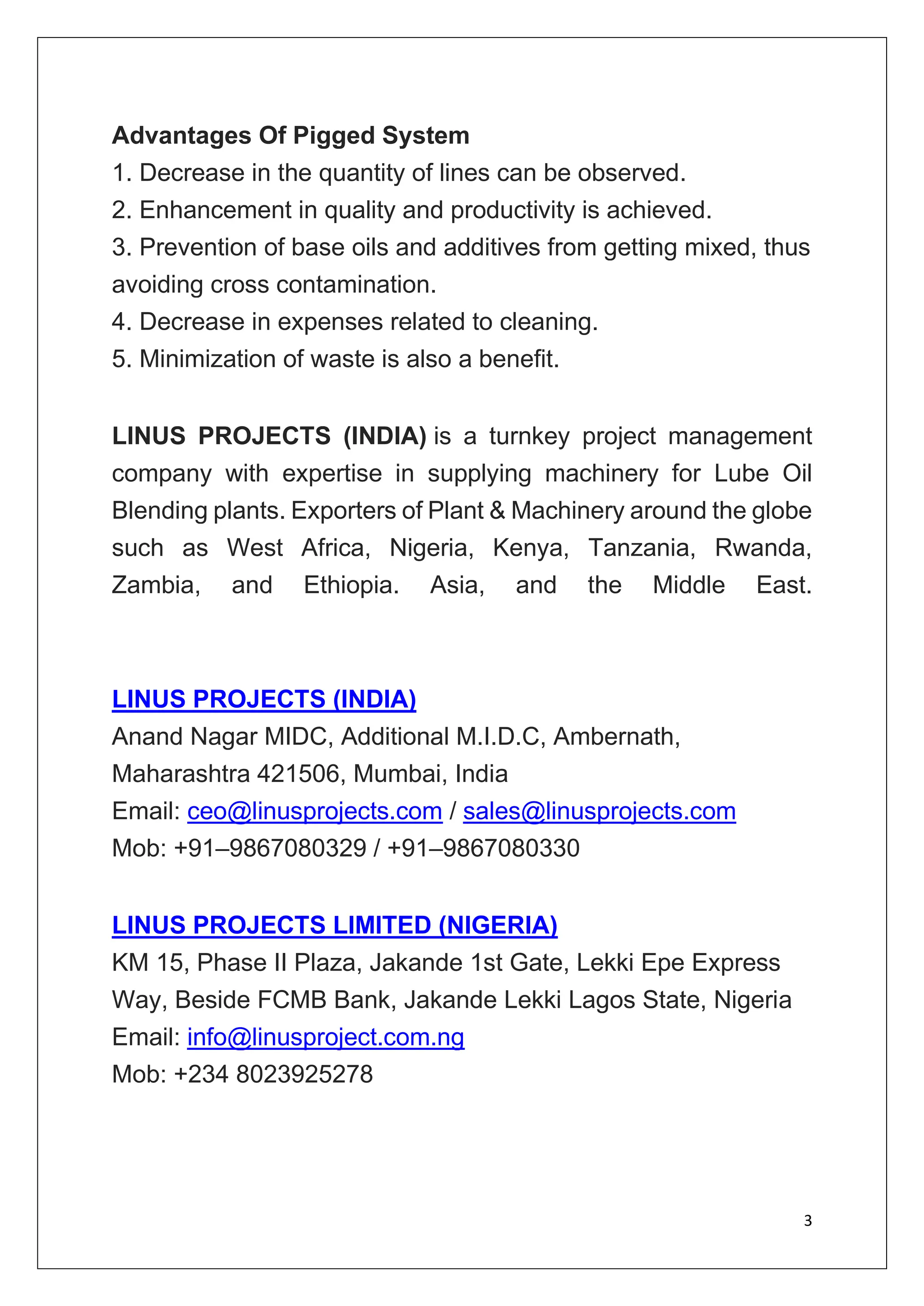 Pigging Unit Lubricant Oil Blending Plant | PDF