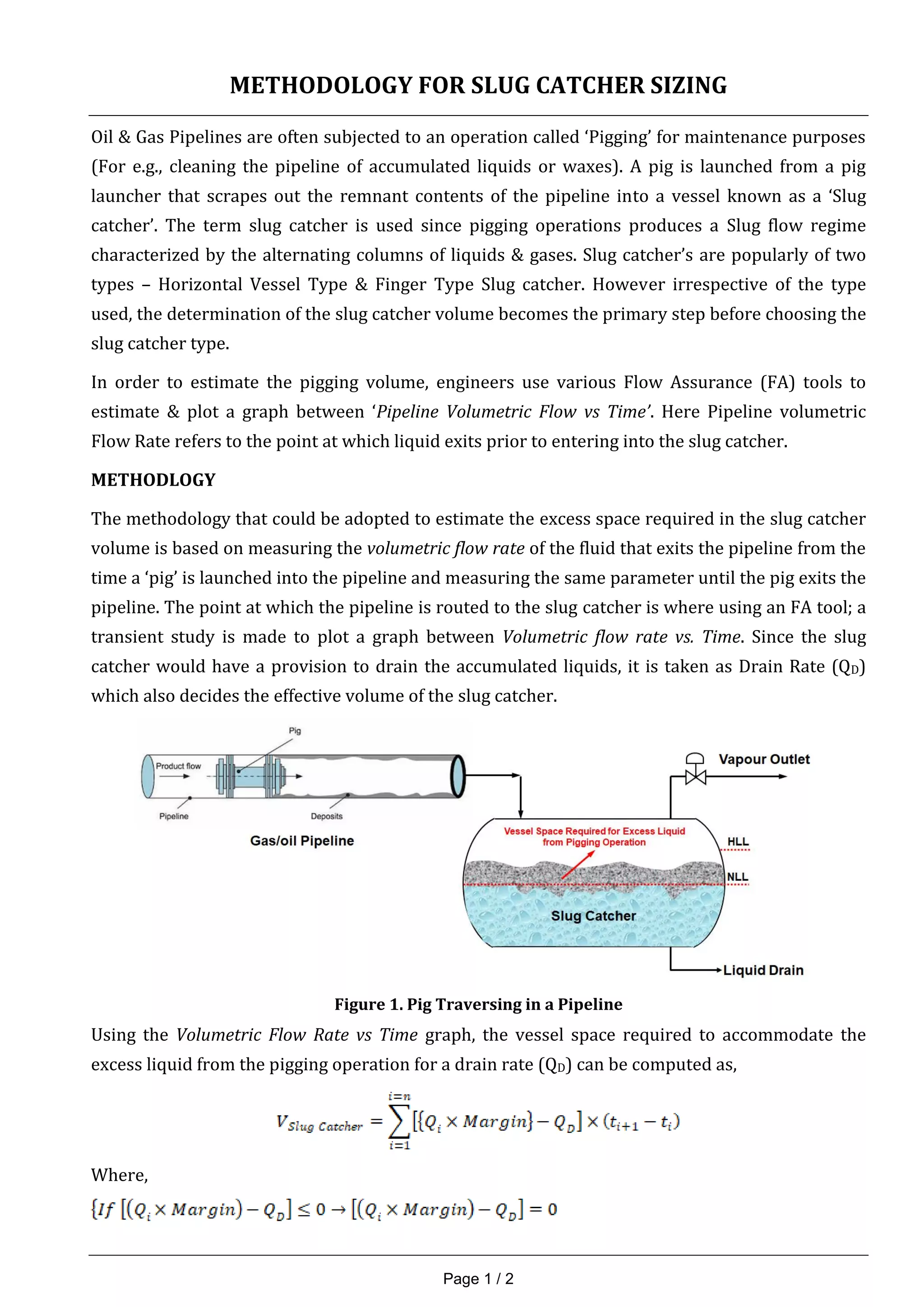 METHODOLOGY FOR SLUG CATCHER SIZING | PDF