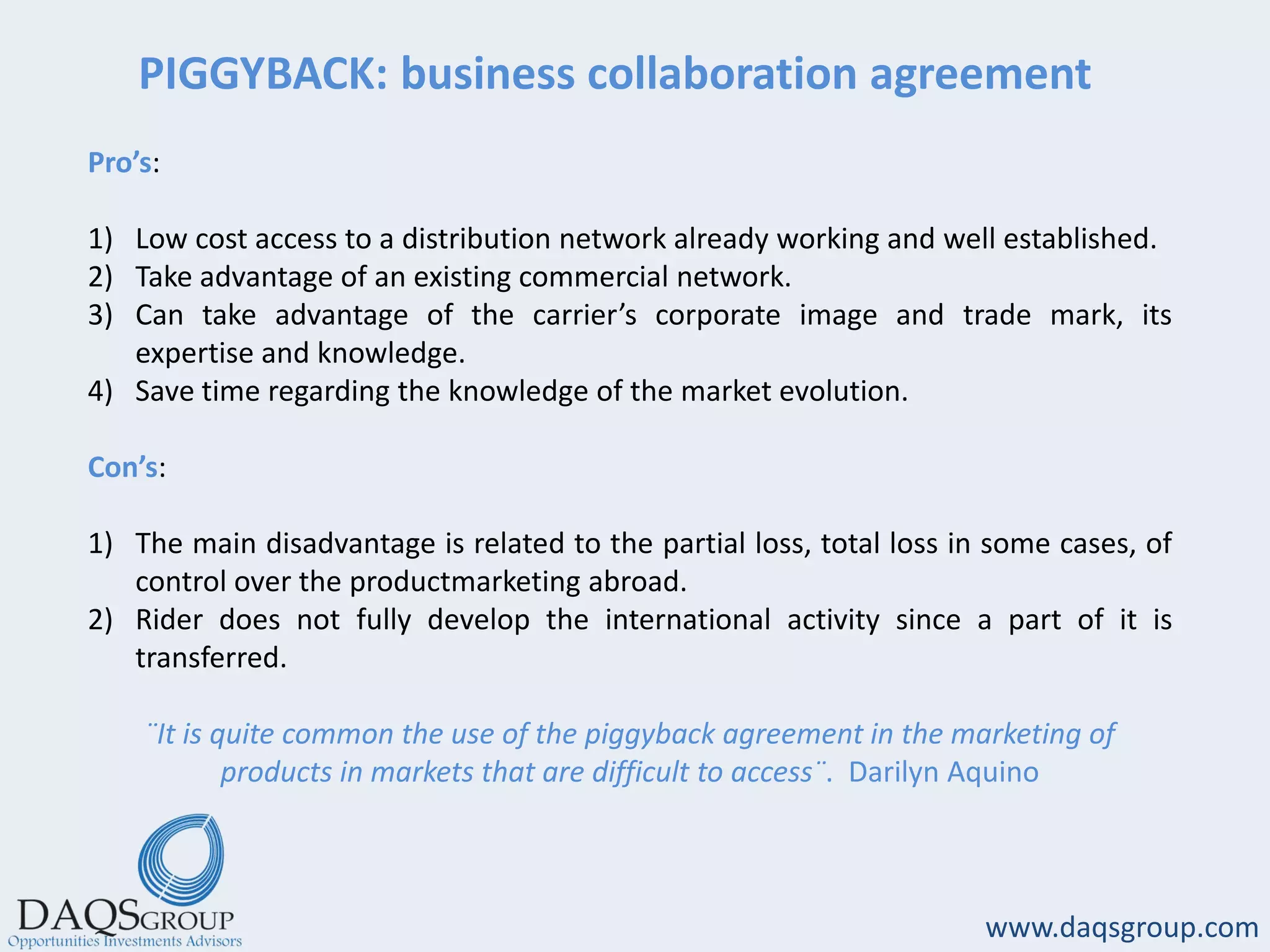 Piggyback: Business collaboration agreement | PDF