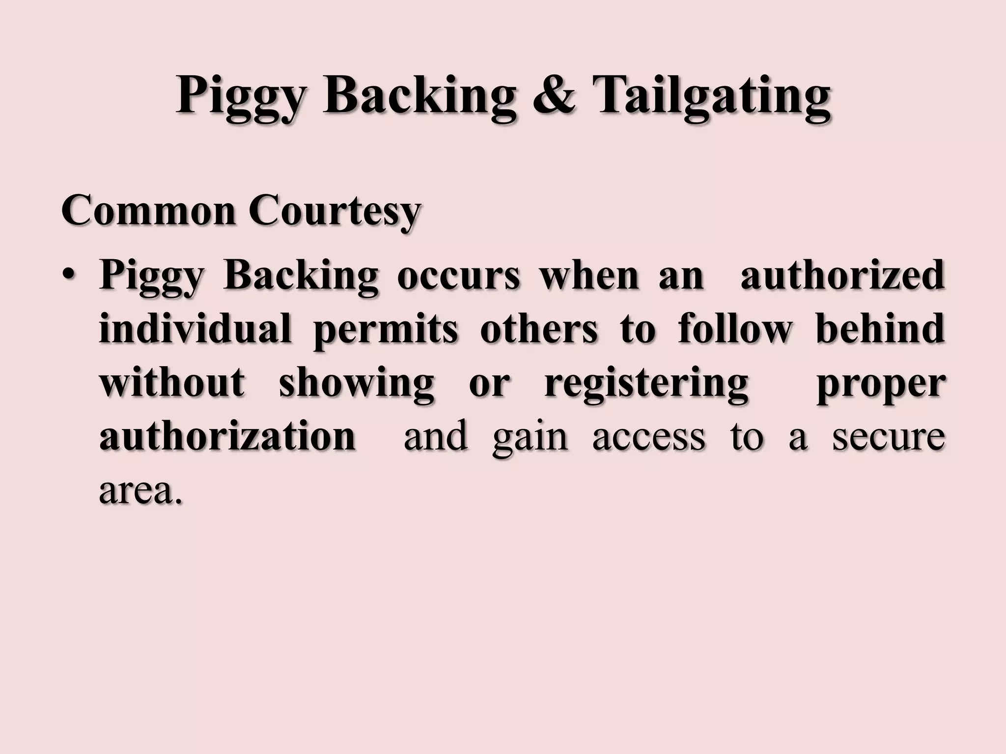 Piggy Backing & Tailgating (Security) | PPTX