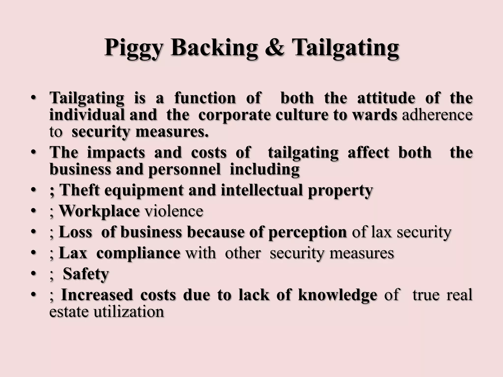Piggy Backing & Tailgating (Security) | PPTX