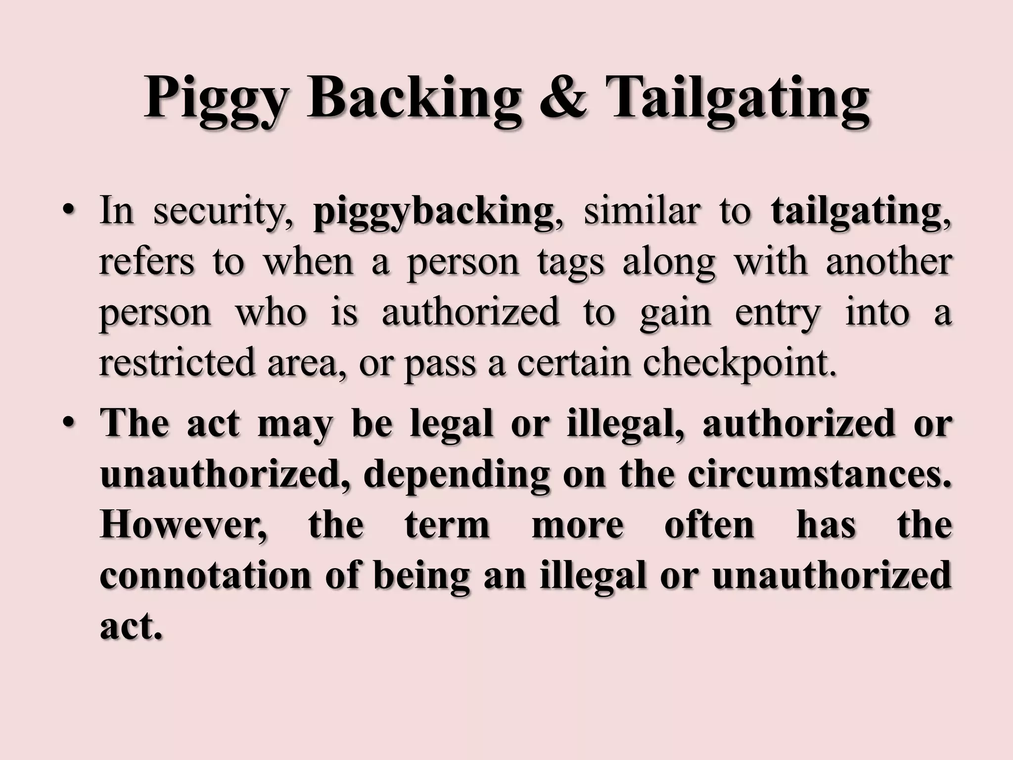 Piggy Backing & Tailgating (Security) | PPTX