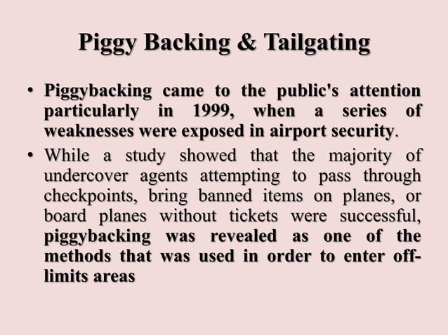 Piggy Backing & Tailgating (Security) | PPTX