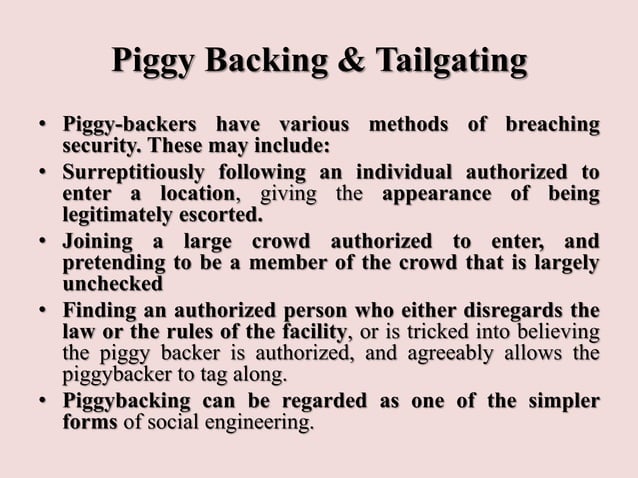 Piggy Backing & Tailgating (Security) | PPTX