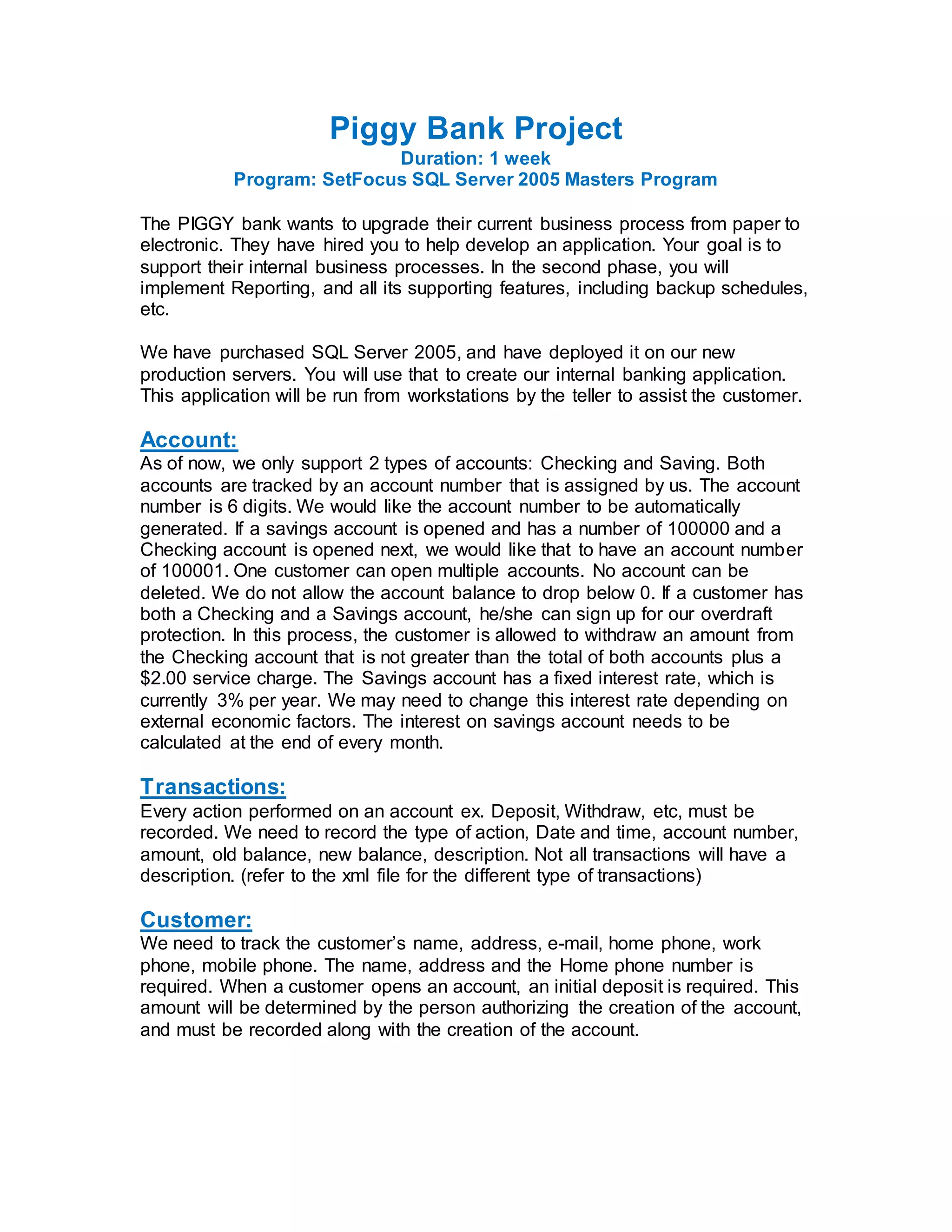 Bank Database Project | DOC