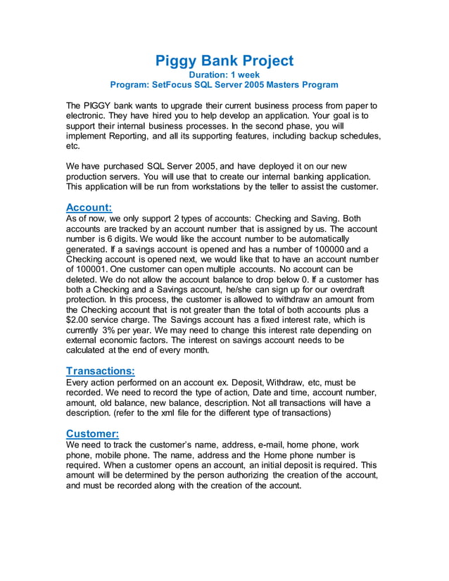 Bank Database Project | DOC