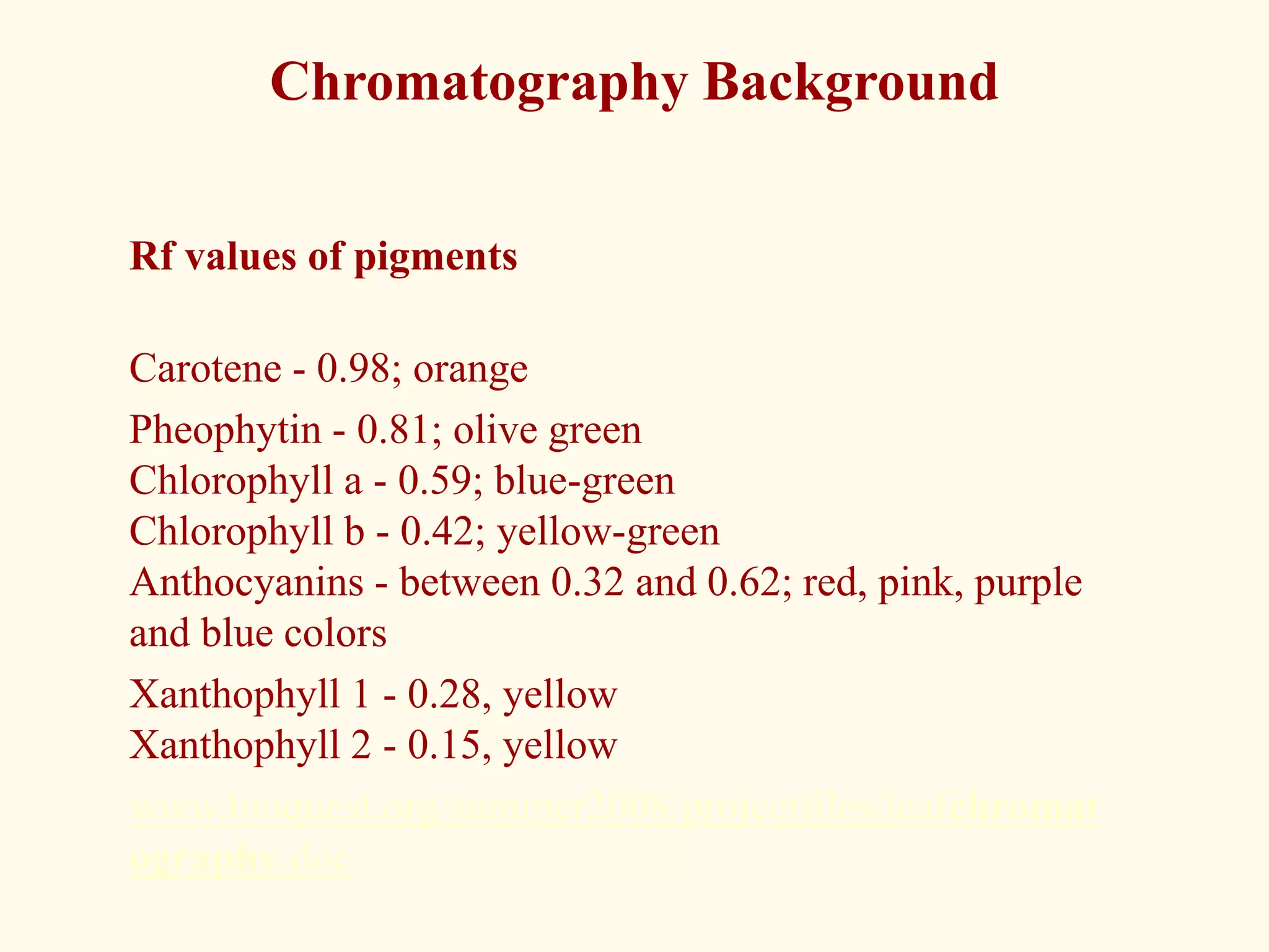 Pigmentchromatography | PDF
