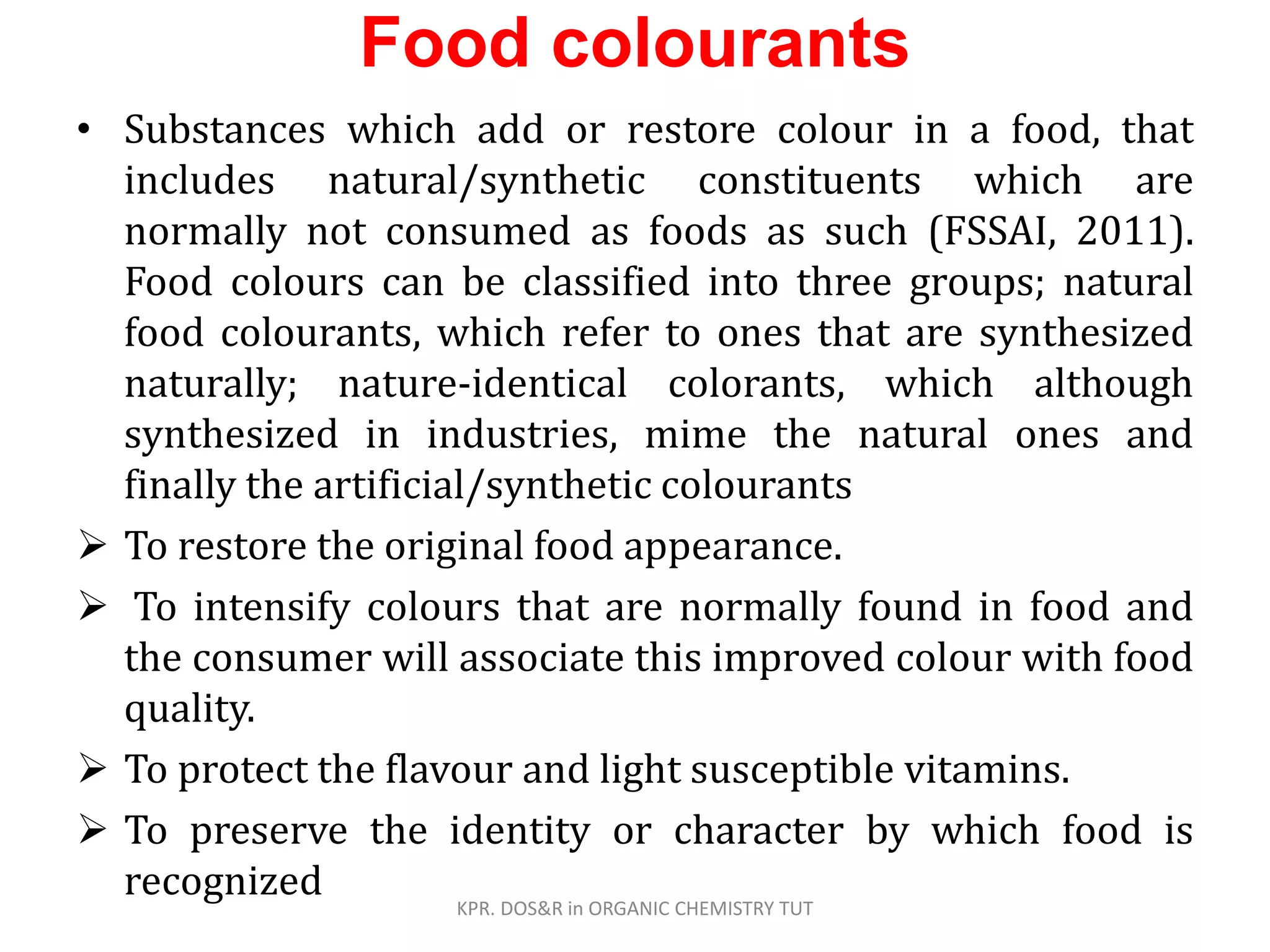 Pigments:Food Colorants, Classification, Role and Extraction | PPTX