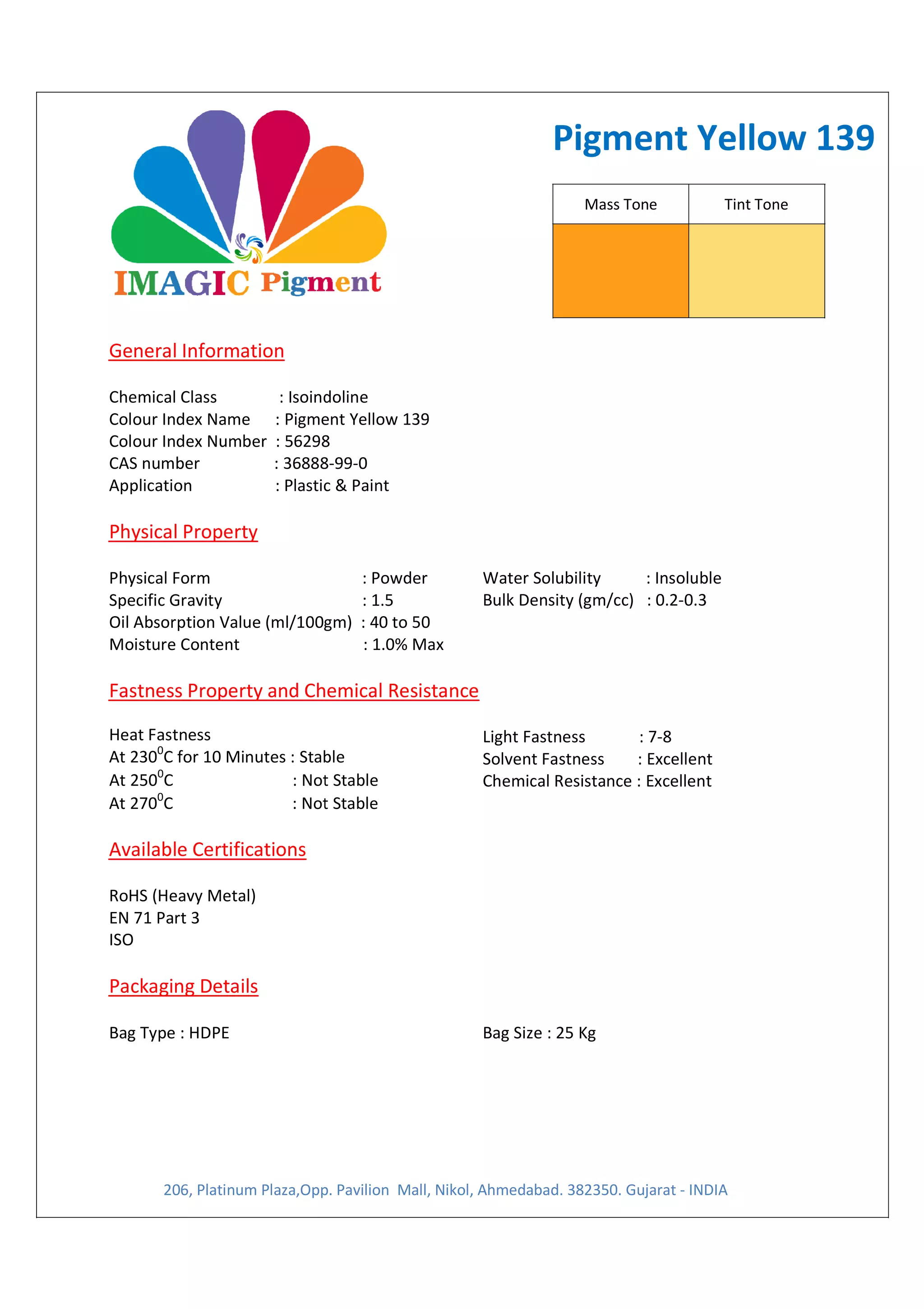 Pigment yellow 139 | PDF