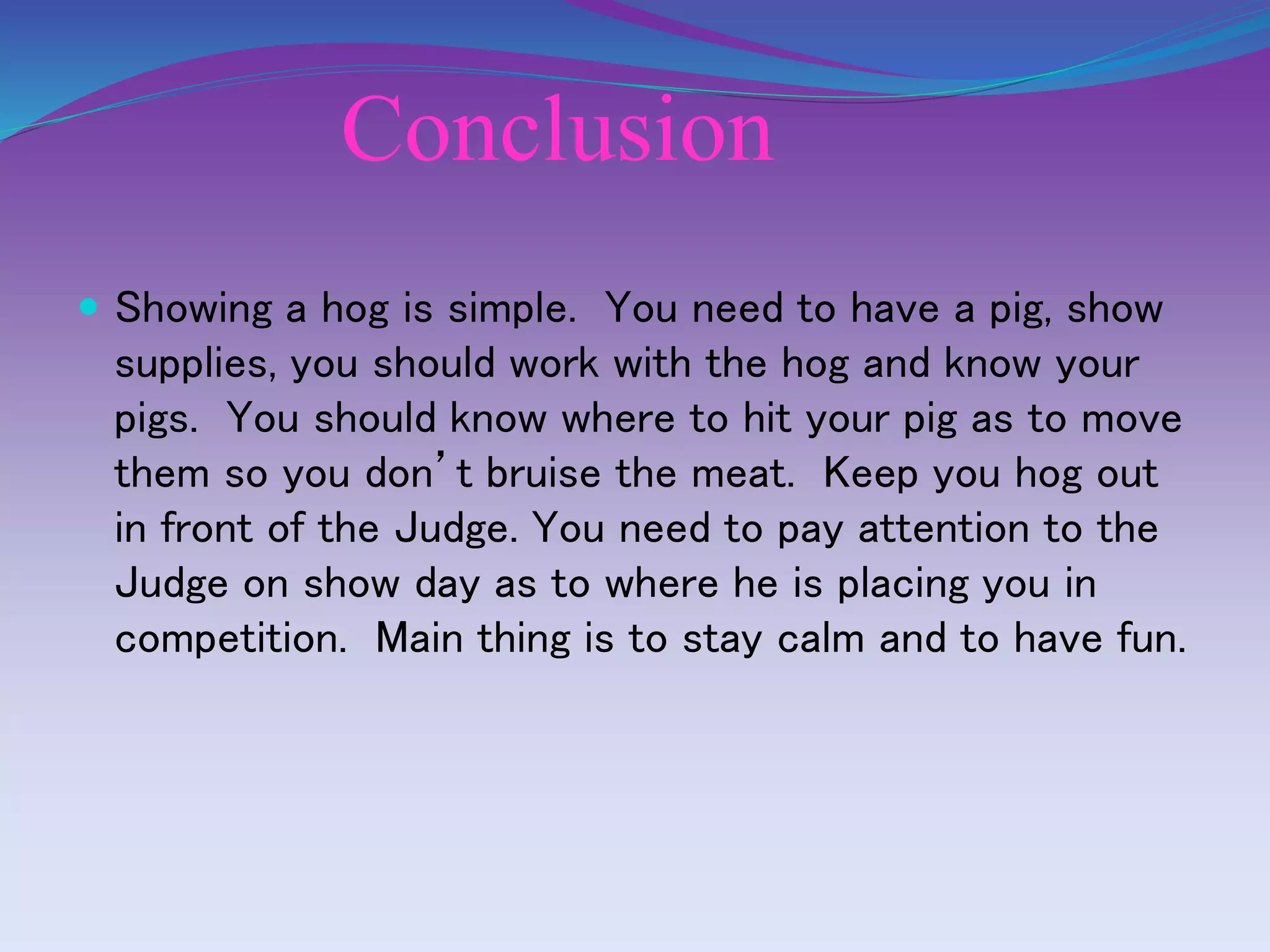 How to Show a Pig | PPTX | Equine Sports | Sports