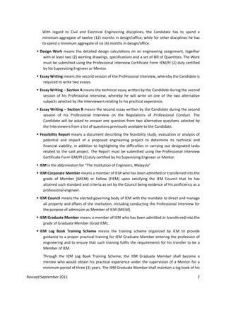 IEM Professional Interview (PI) guidelines revised Jan 2012 | PDF
