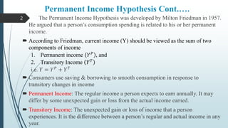 Permanent and Life Cycle Income Hypothesis | PPTX