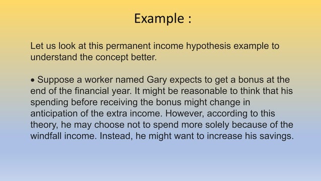 Permanent Income Hypothesis.pptx | Personal Finance