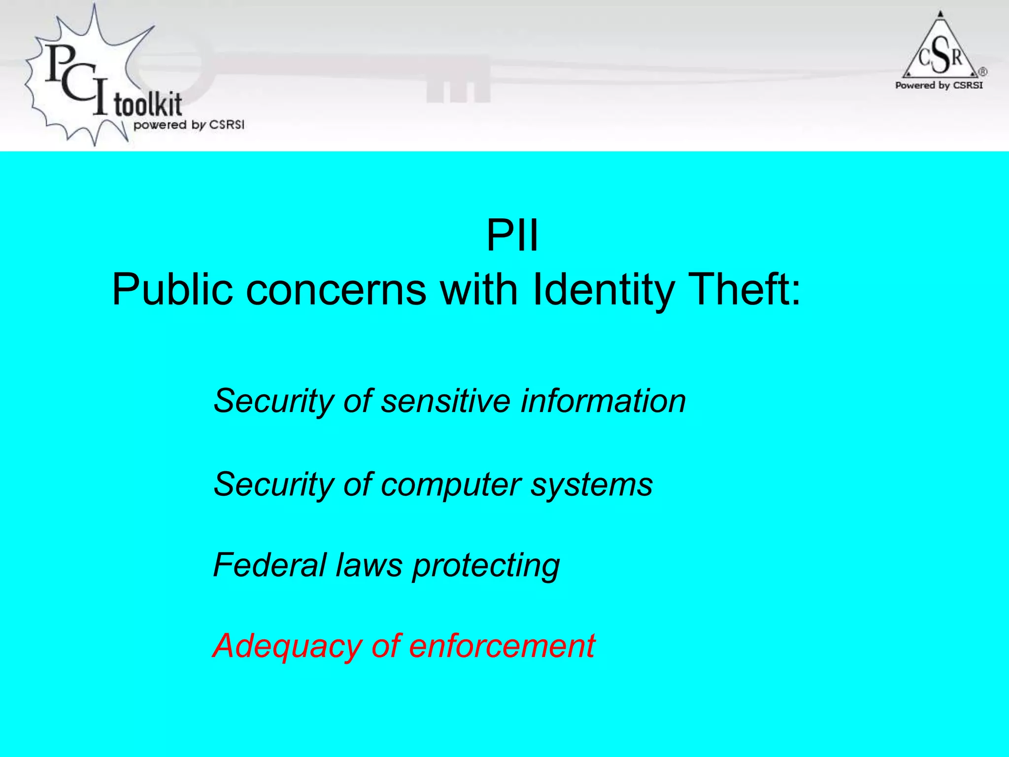 Personally Identifiable Information – FTC: Identity theft is the most…