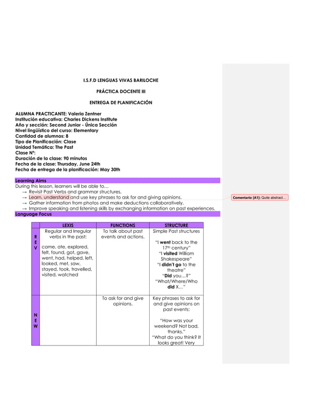 DU1: The Past - Lesson 4 | PDF