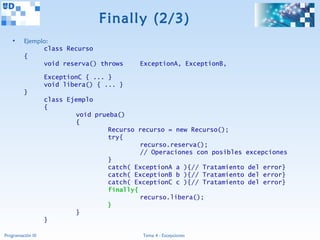 Programación III (Java) - 04 Excepciones | PPT | Programming Languages ...