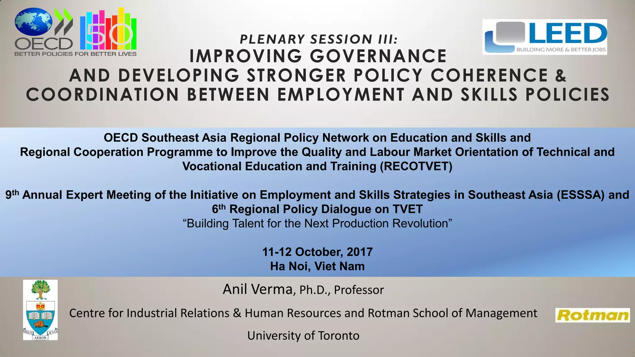 IMPROVING GOVERNANCE AND DEVELOPING STRONGER POLICY COHERENCE ...