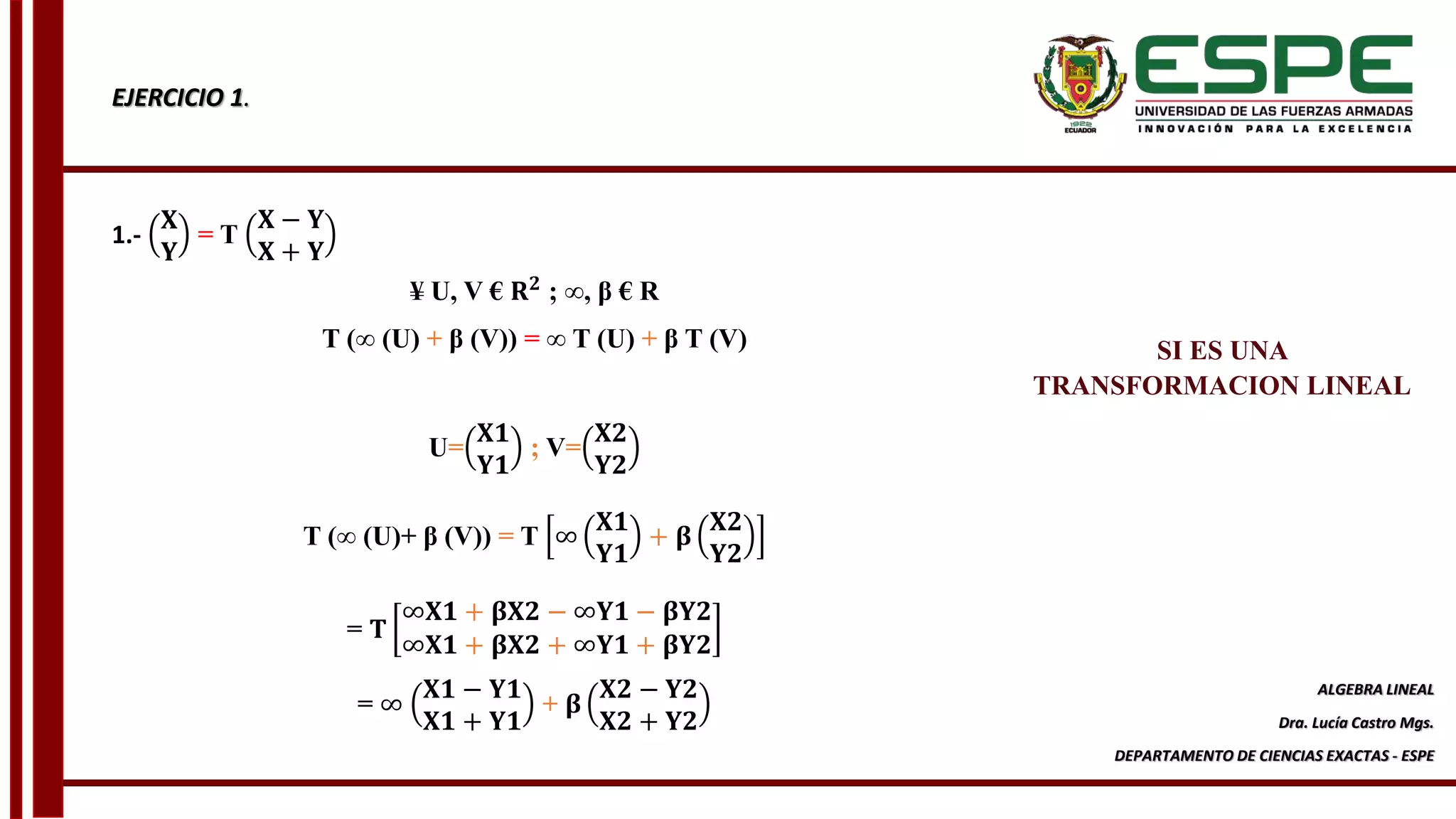 Taller transformaciones lineales Grupo 6 | PPTX