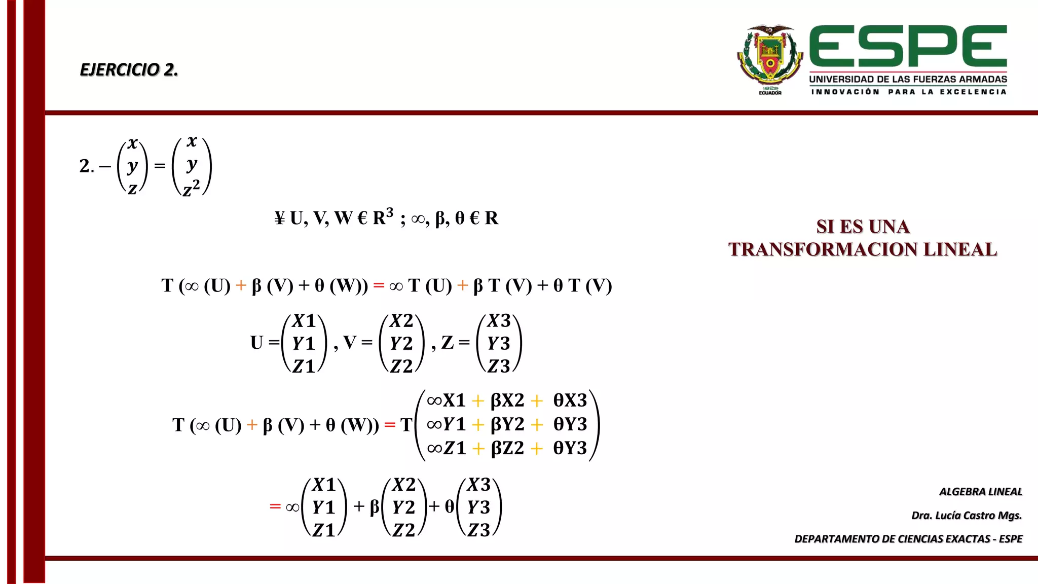 Taller transformaciones lineales Grupo 6 | PPTX