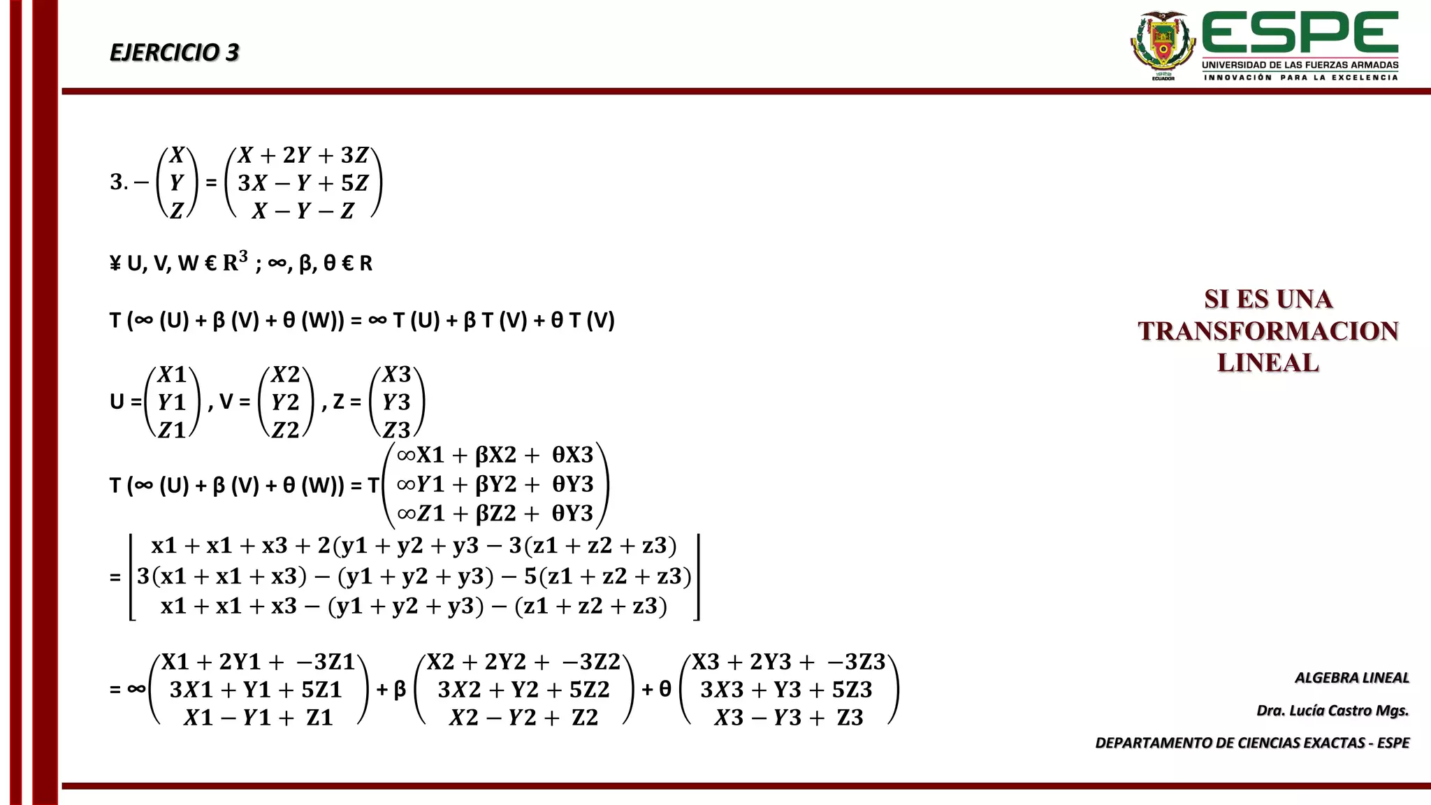 Taller transformaciones lineales Grupo 6 | PPT