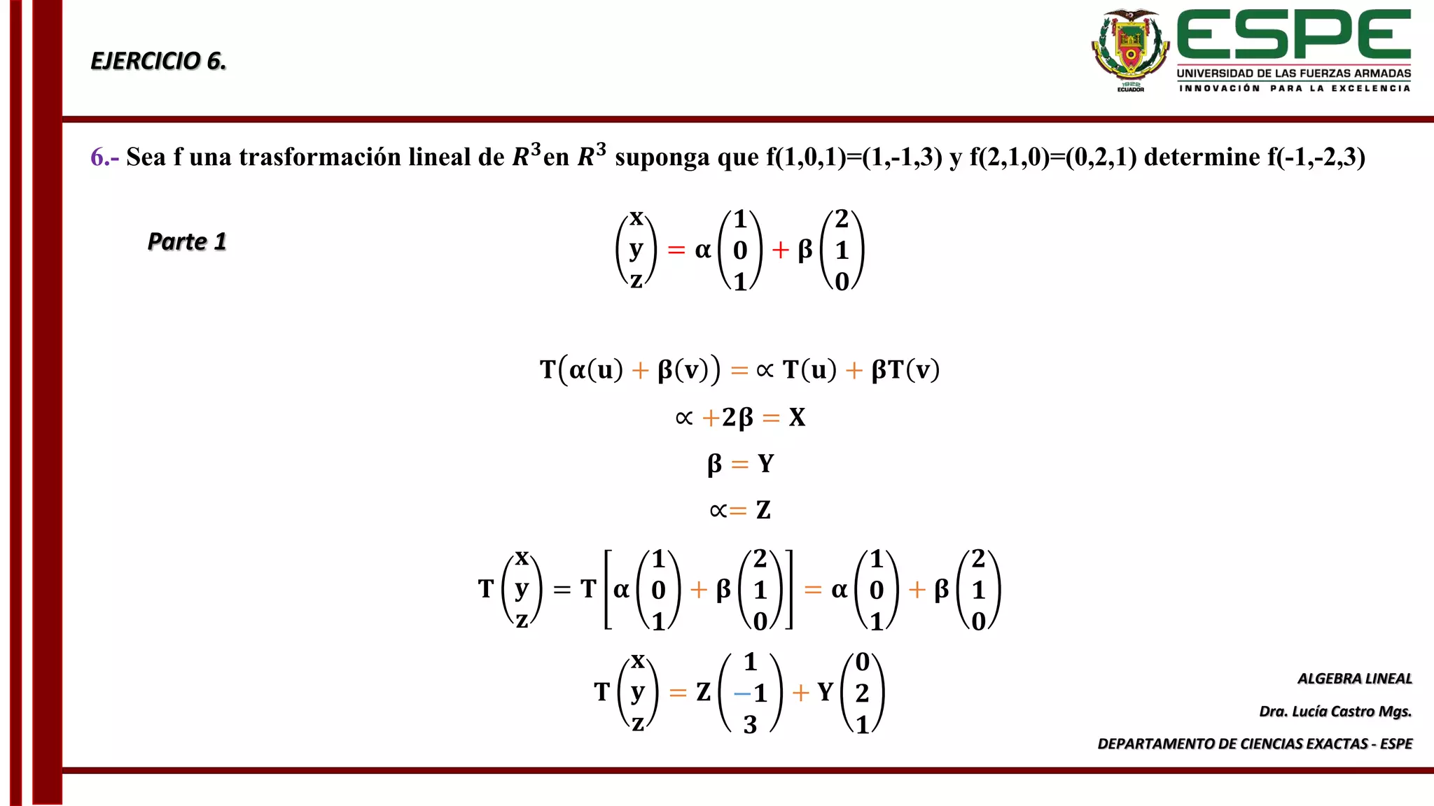 Taller transformaciones lineales Grupo 6 | PPTX