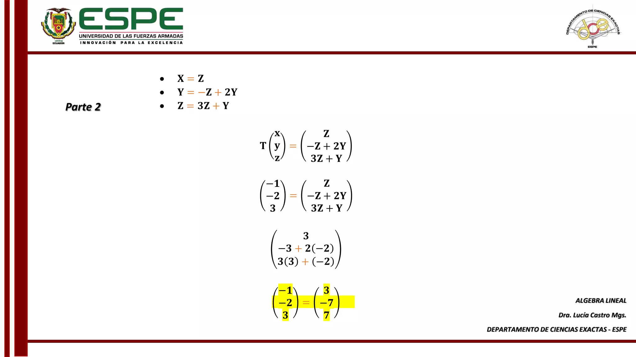 Taller transformaciones lineales Grupo 6 | PPT