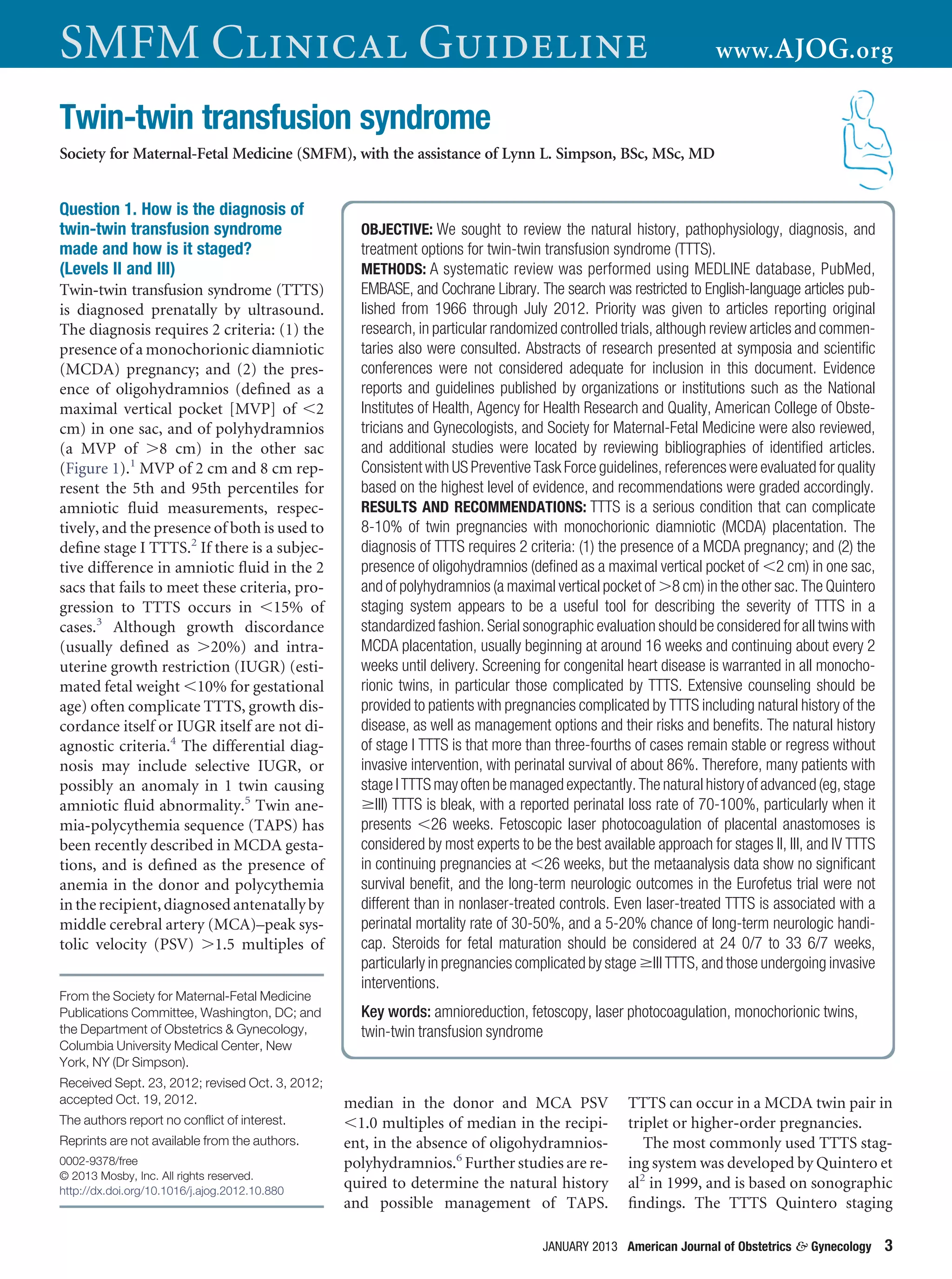 Twin-twin transfusion syndrome | PDF
