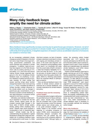 Science Publication: Many Risky Feedback Loops amplify the need for ...